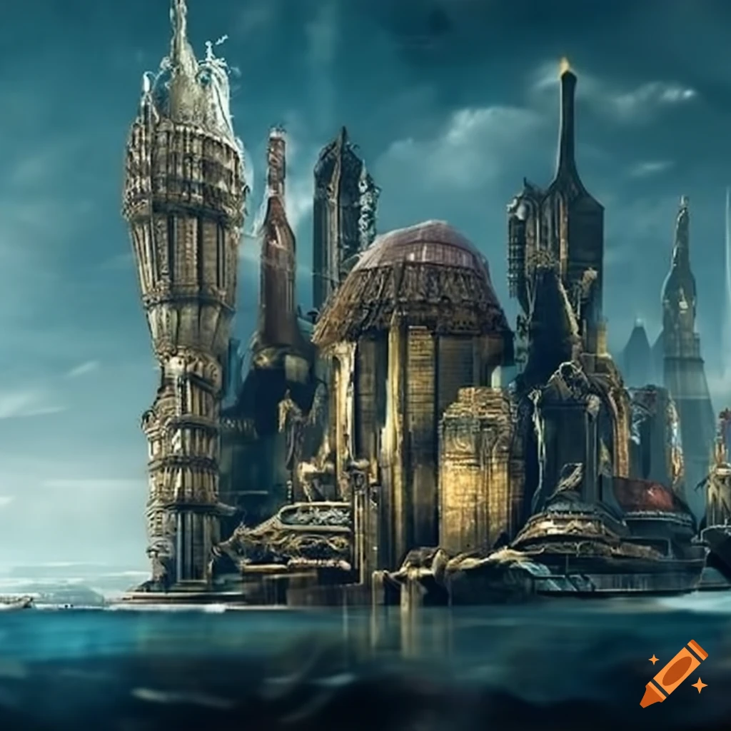 Biomorphic steampunk cityscape
