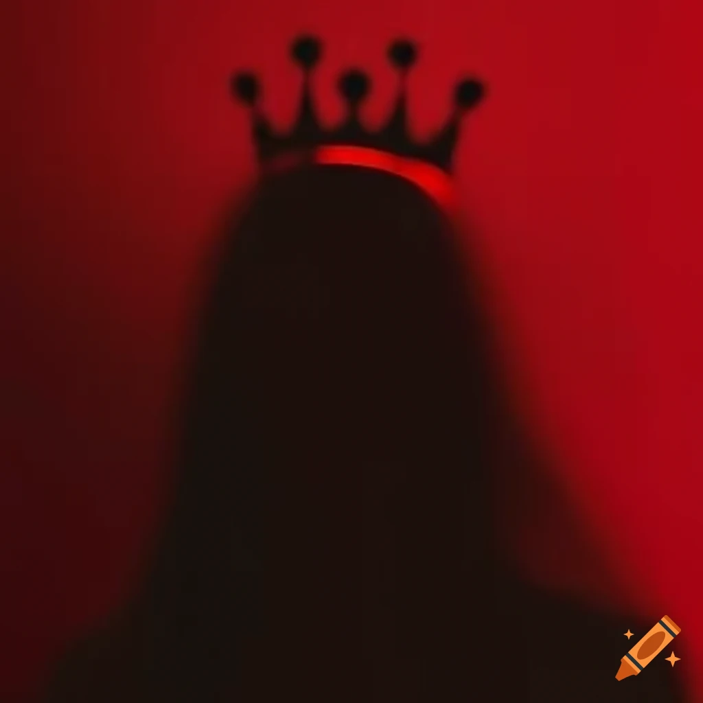 Red background with a shadow person wearing a crown on Craiyon