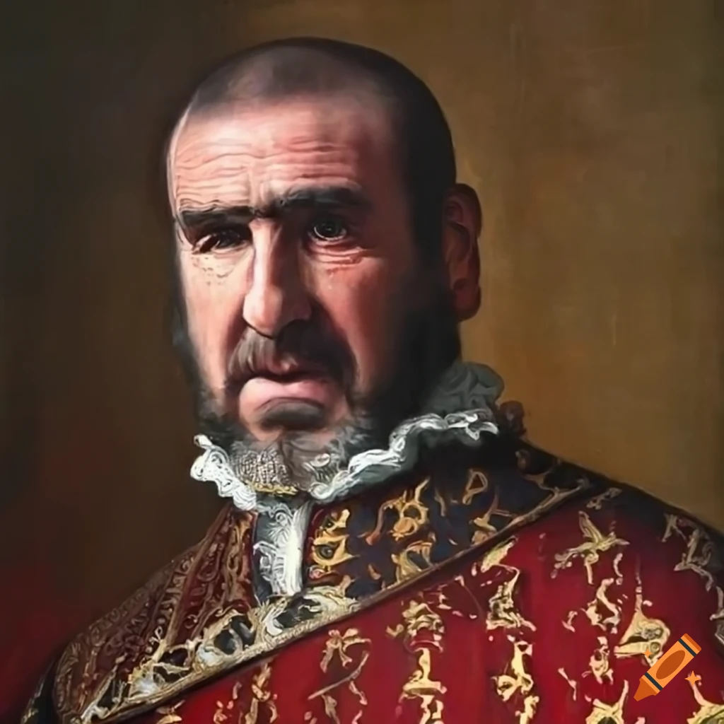 Painting of eric cantona in tudor royal attire on Craiyon
