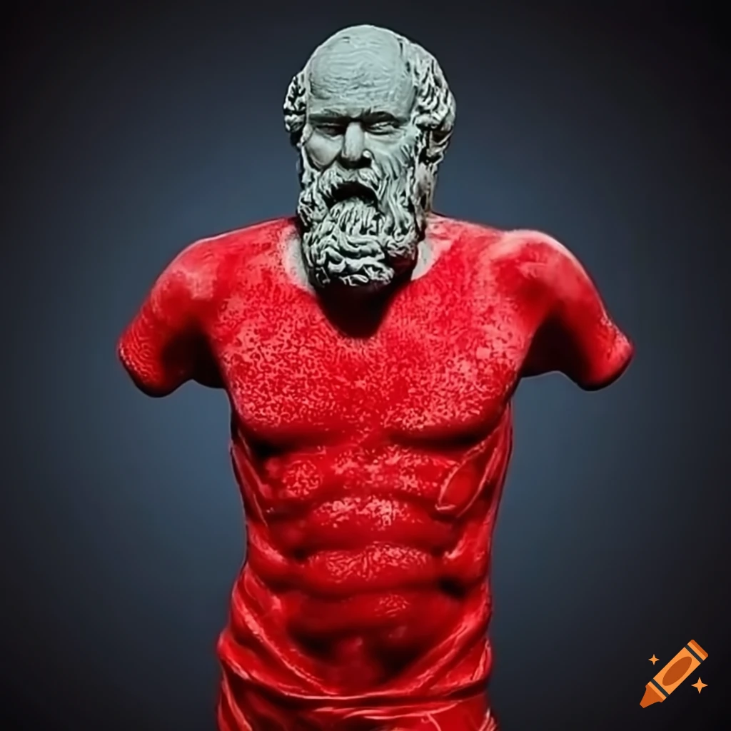 Photo realistic sculpture of socrates in a football club shirt on Craiyon