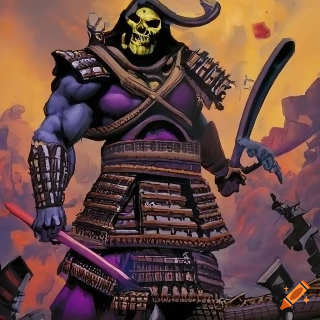 Samurai Skeletor artwork in Simon Bisley style on Craiyon