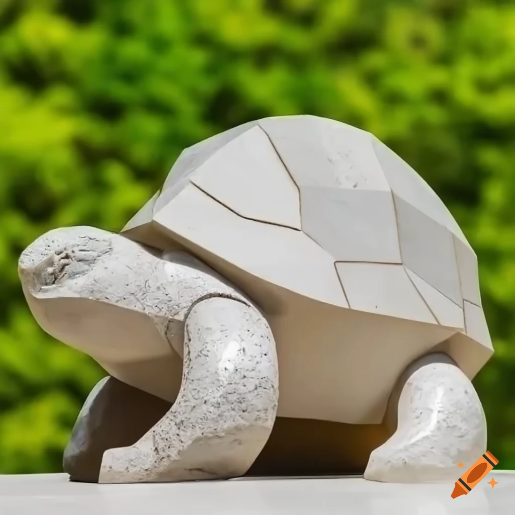 Marble sculpture of a geometric turtle in nature on Craiyon