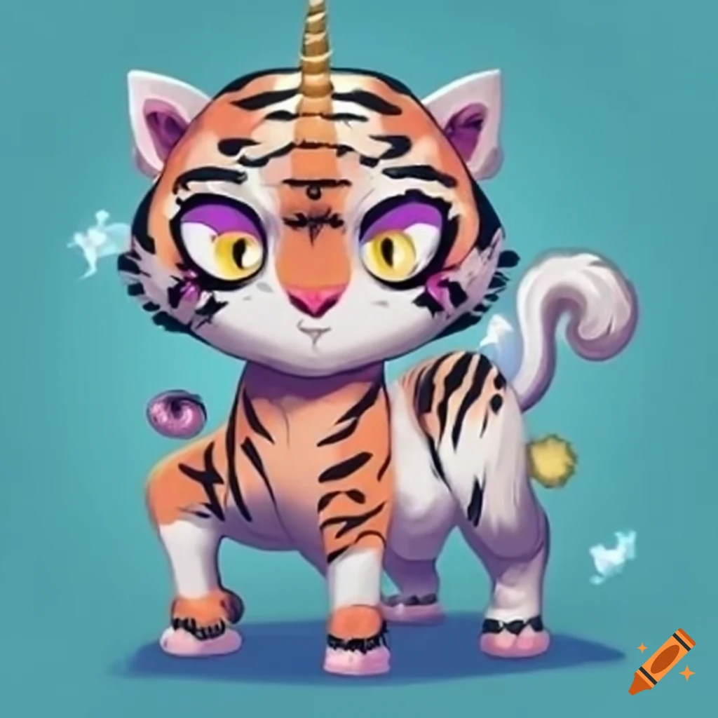 Image of a six-legged tiger unicorn hybrid