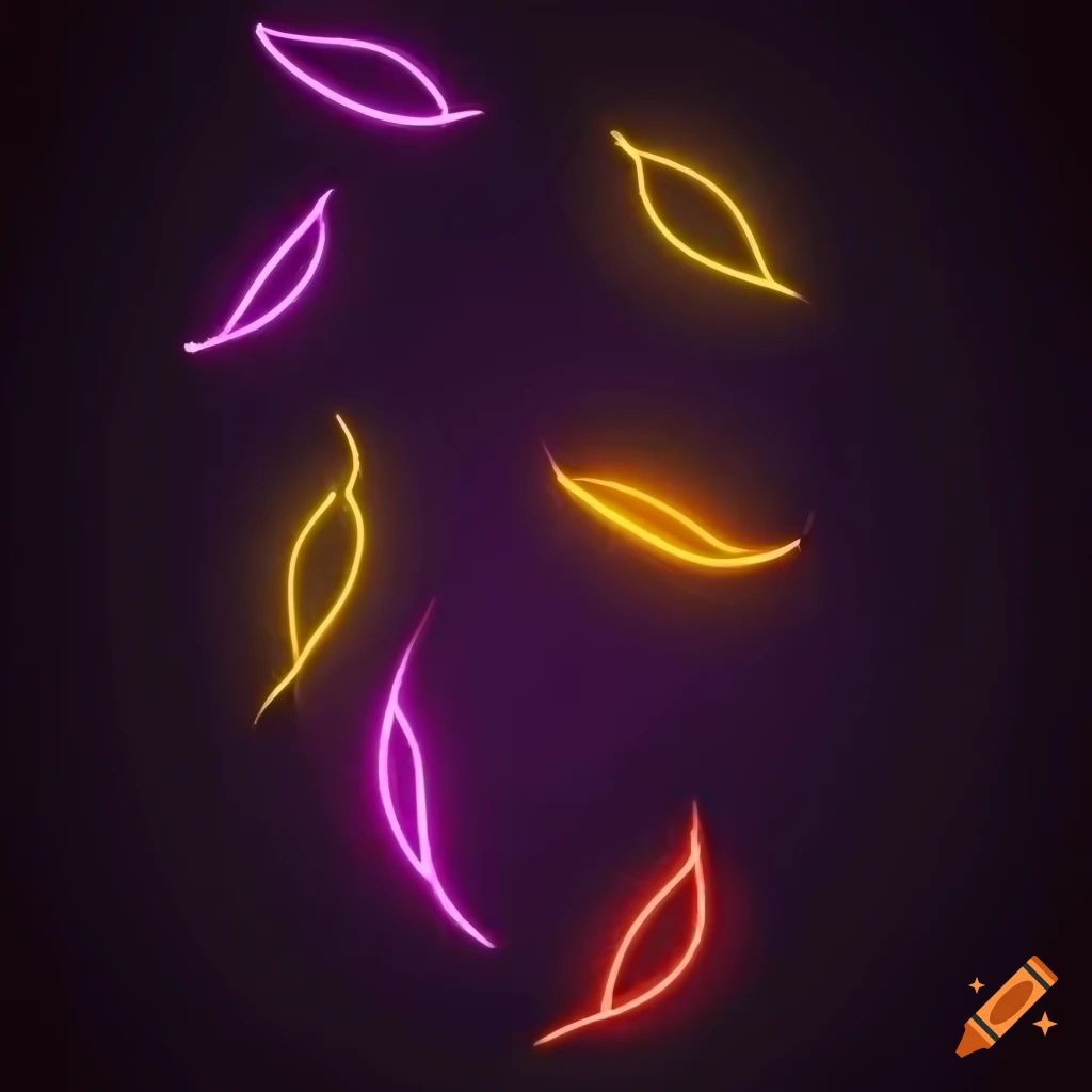 Neon Outline Of Falling Leaves On Craiyon