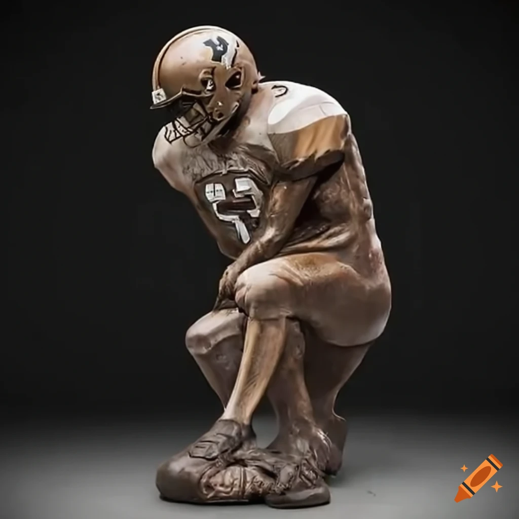 Statue of a giant american football god on Craiyon