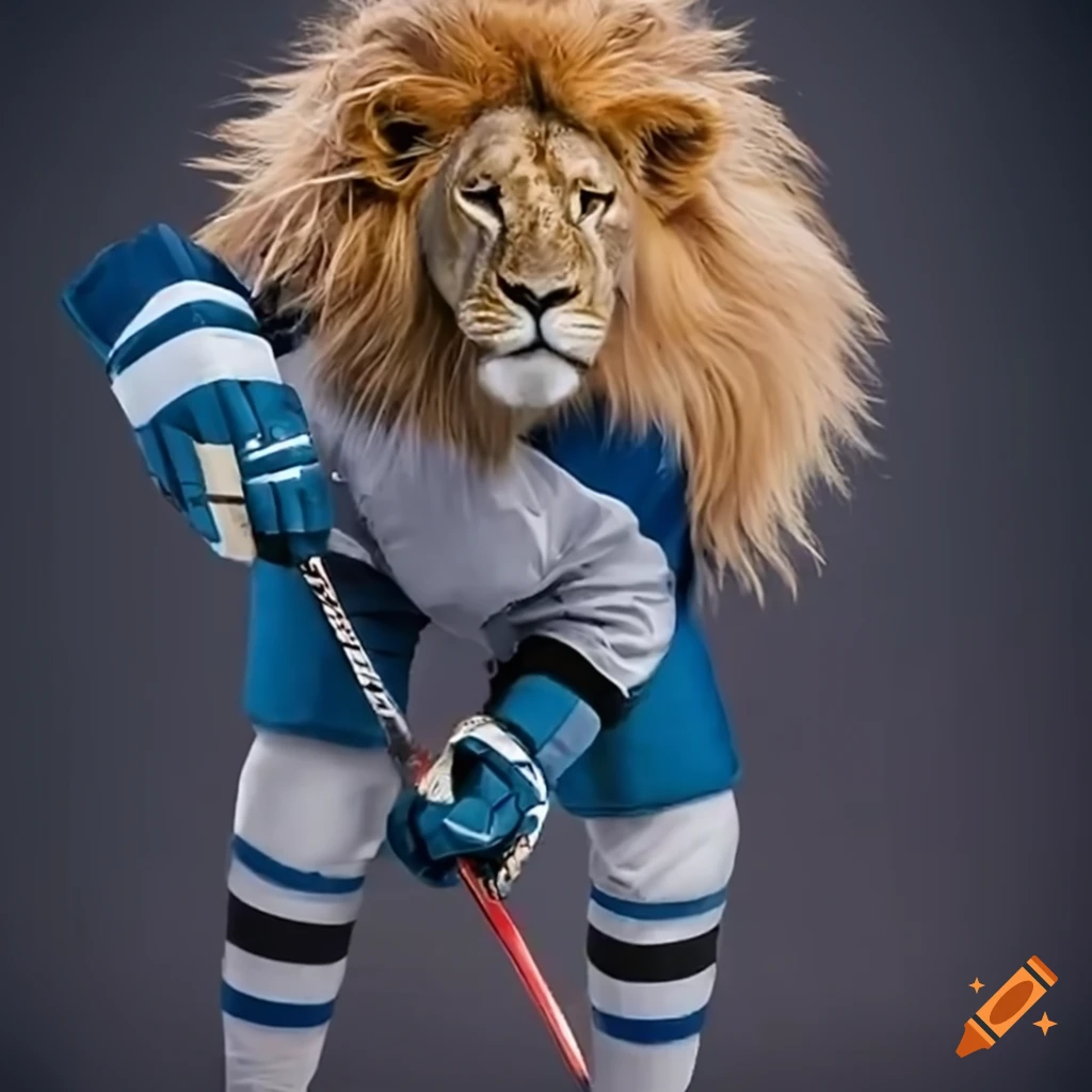Lion playing hockey on Craiyon