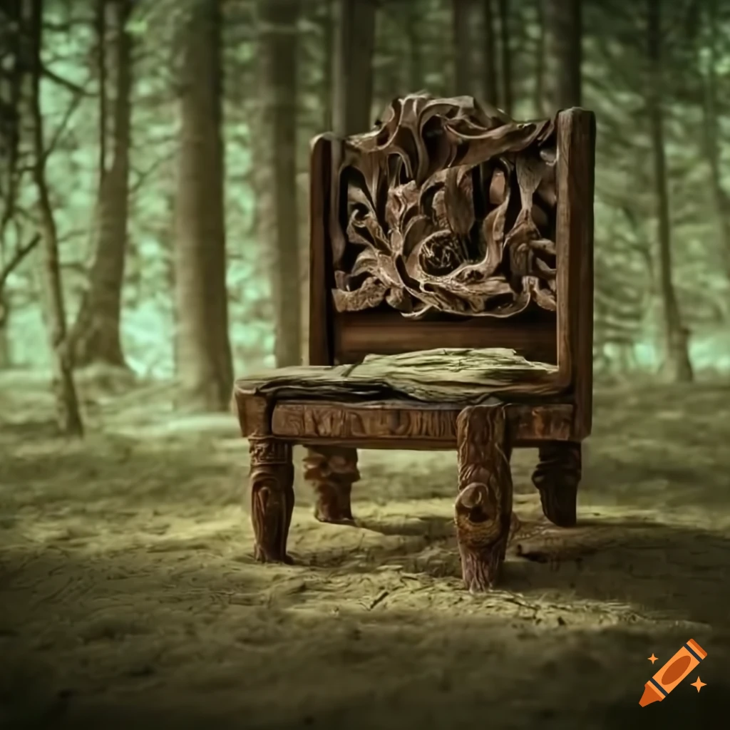 Black burned wood chair with the number 2024 on the backrest on Craiyon