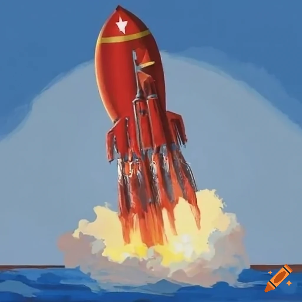 Cuban-themed rocket on a launching pad on Craiyon