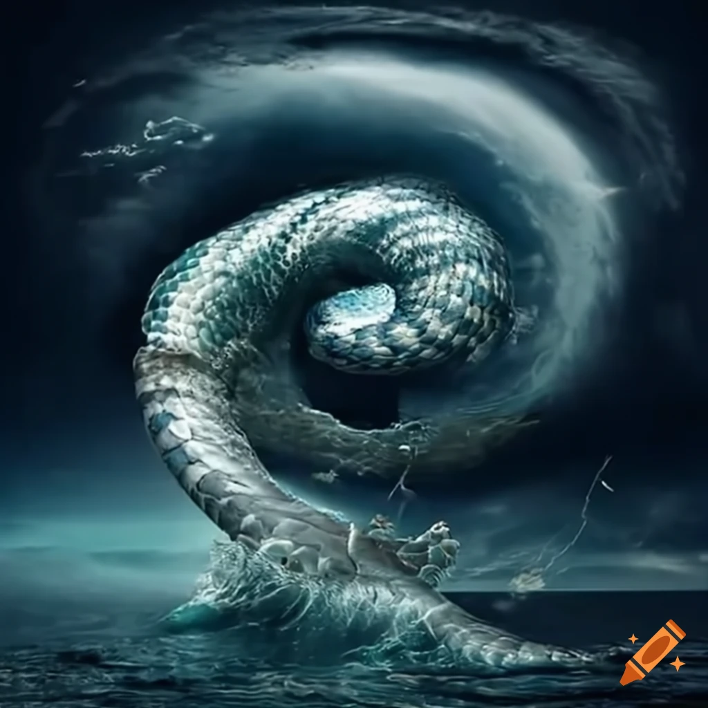 Image of a powerful typhoon swirling like a snake