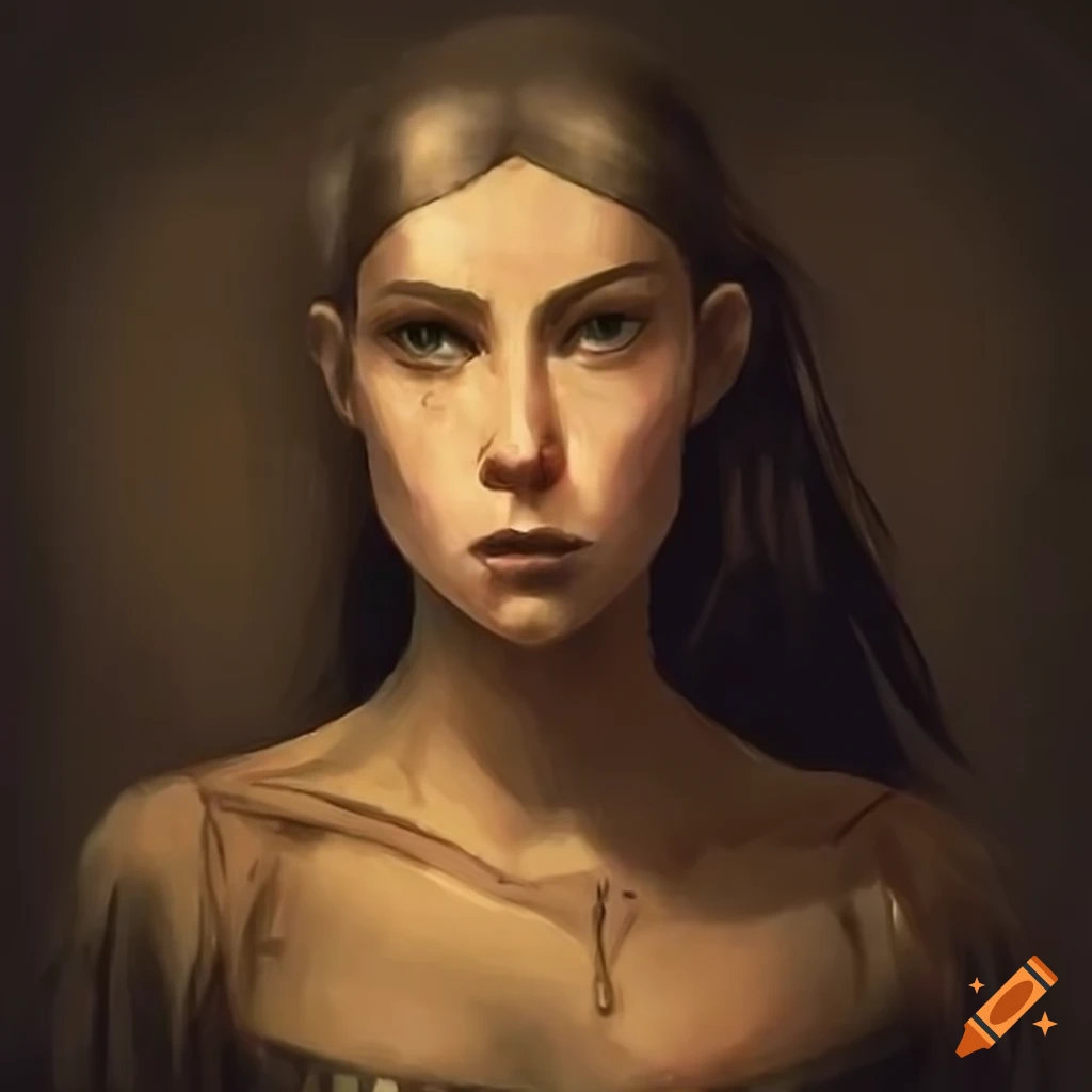 Concept art of a medieval woman in Beksinski style on Craiyon