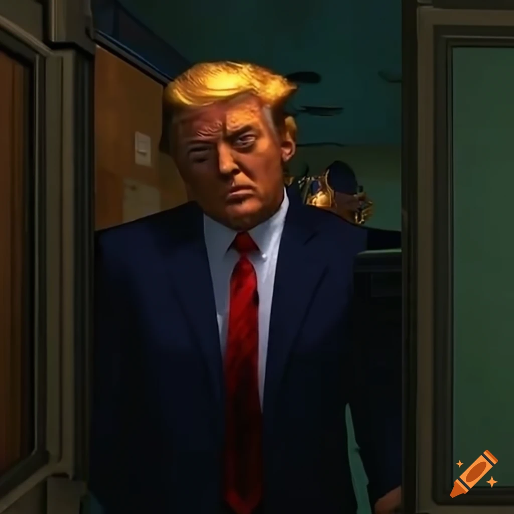 Screenshot of Donald Trump in a retro video game style on Craiyon