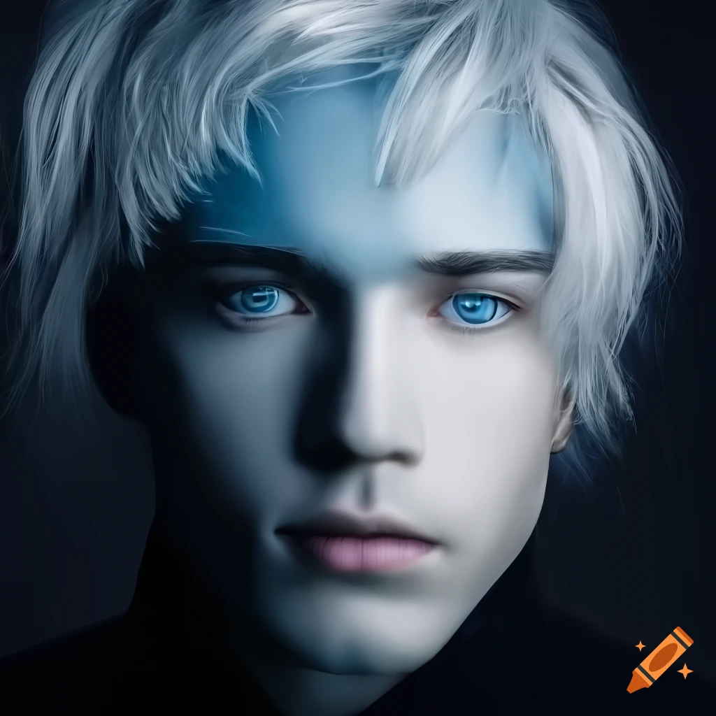 Portrait of a beautiful blue-skinned humanoid with futuristic ...