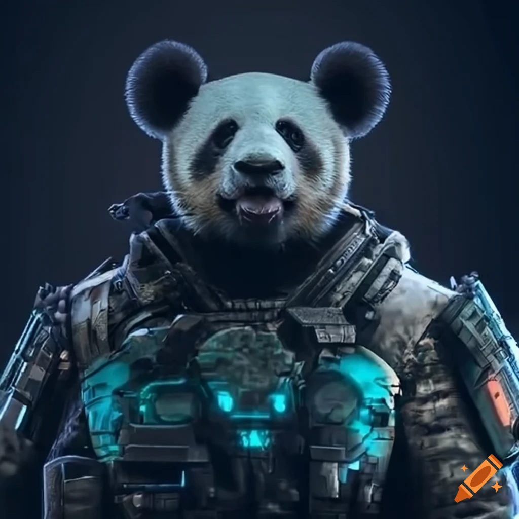 Futuristic war panda artwork on Craiyon