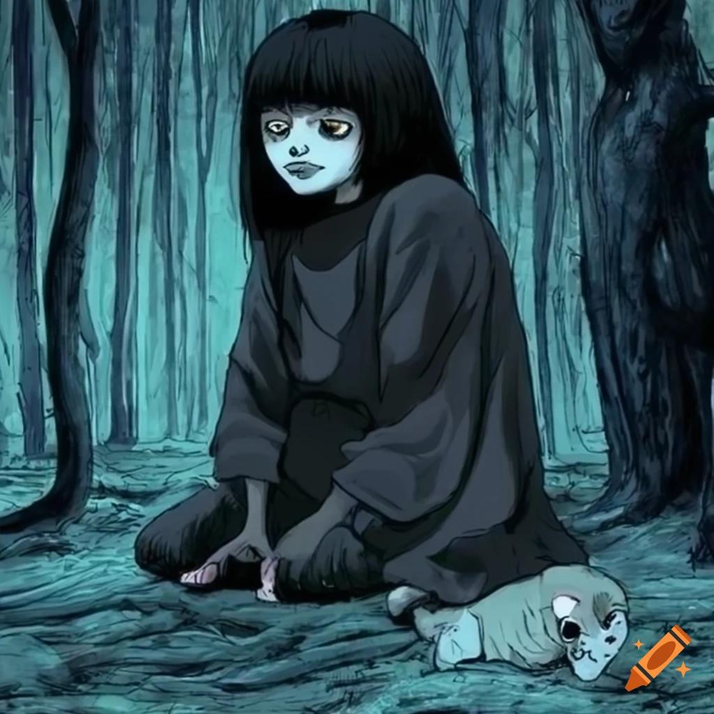 Haunting ghibli art with chilling characters on Craiyon