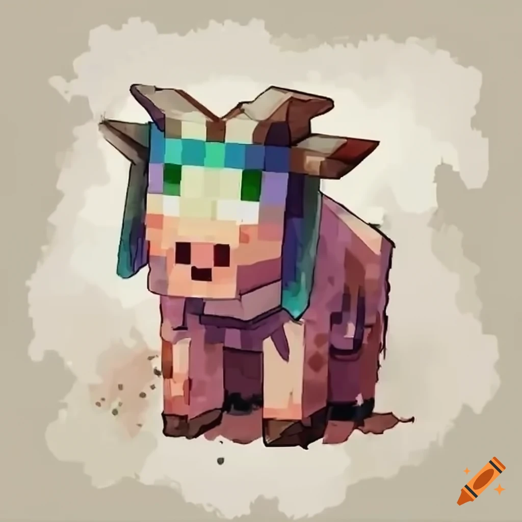 Minecraft character with a goat companion on Craiyon