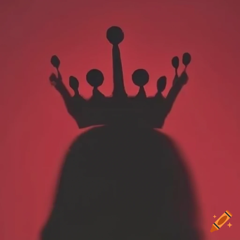 Shadow person wearing a crown in red background