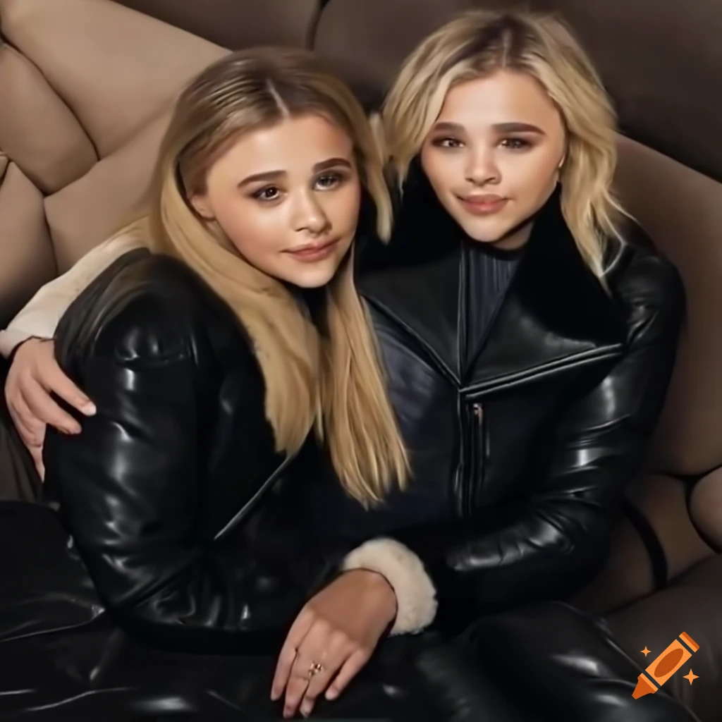 Picture of two actresses hugging in black winter jackets on Craiyon