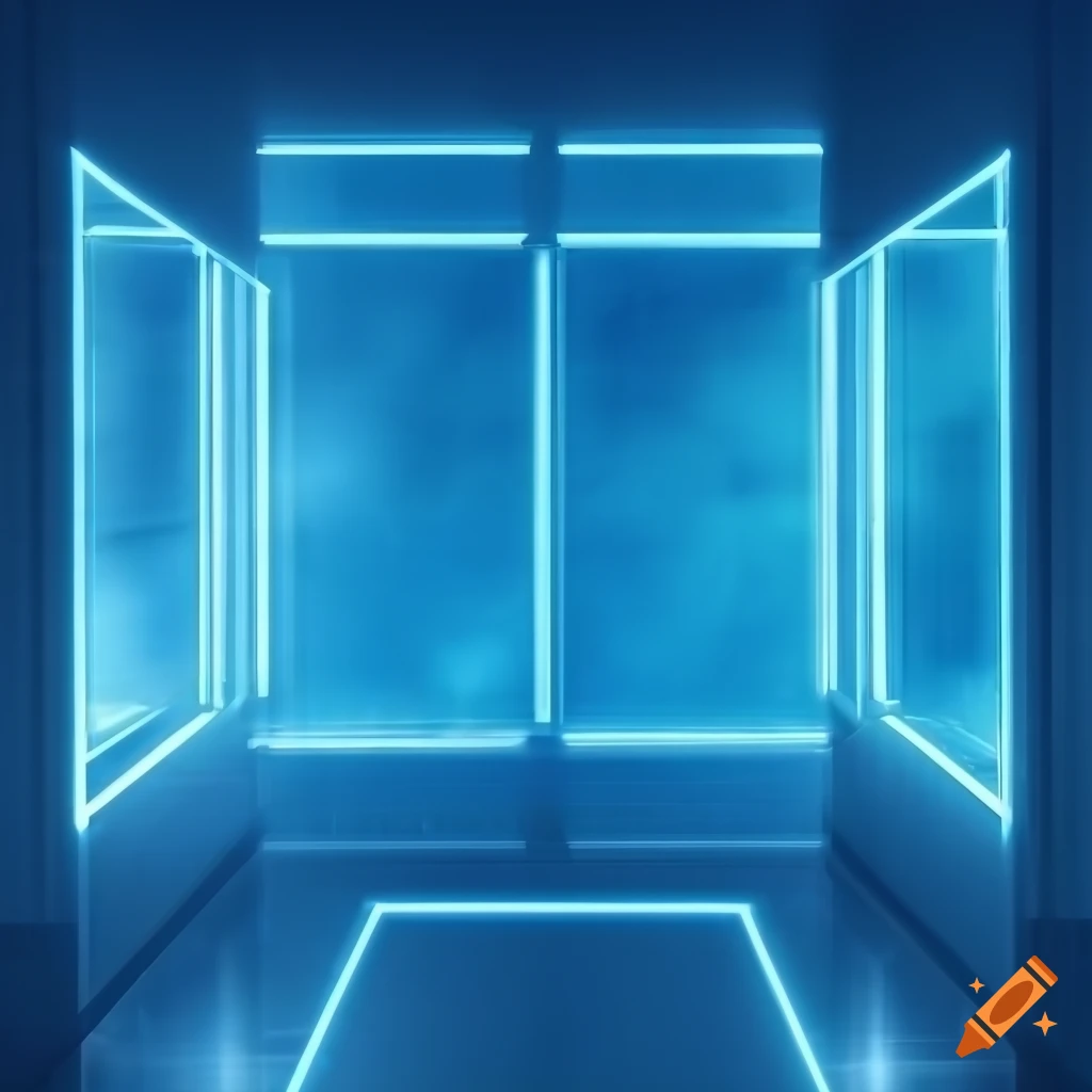 Anime-inspired artwork of vitral windows in a neon frame on Craiyon