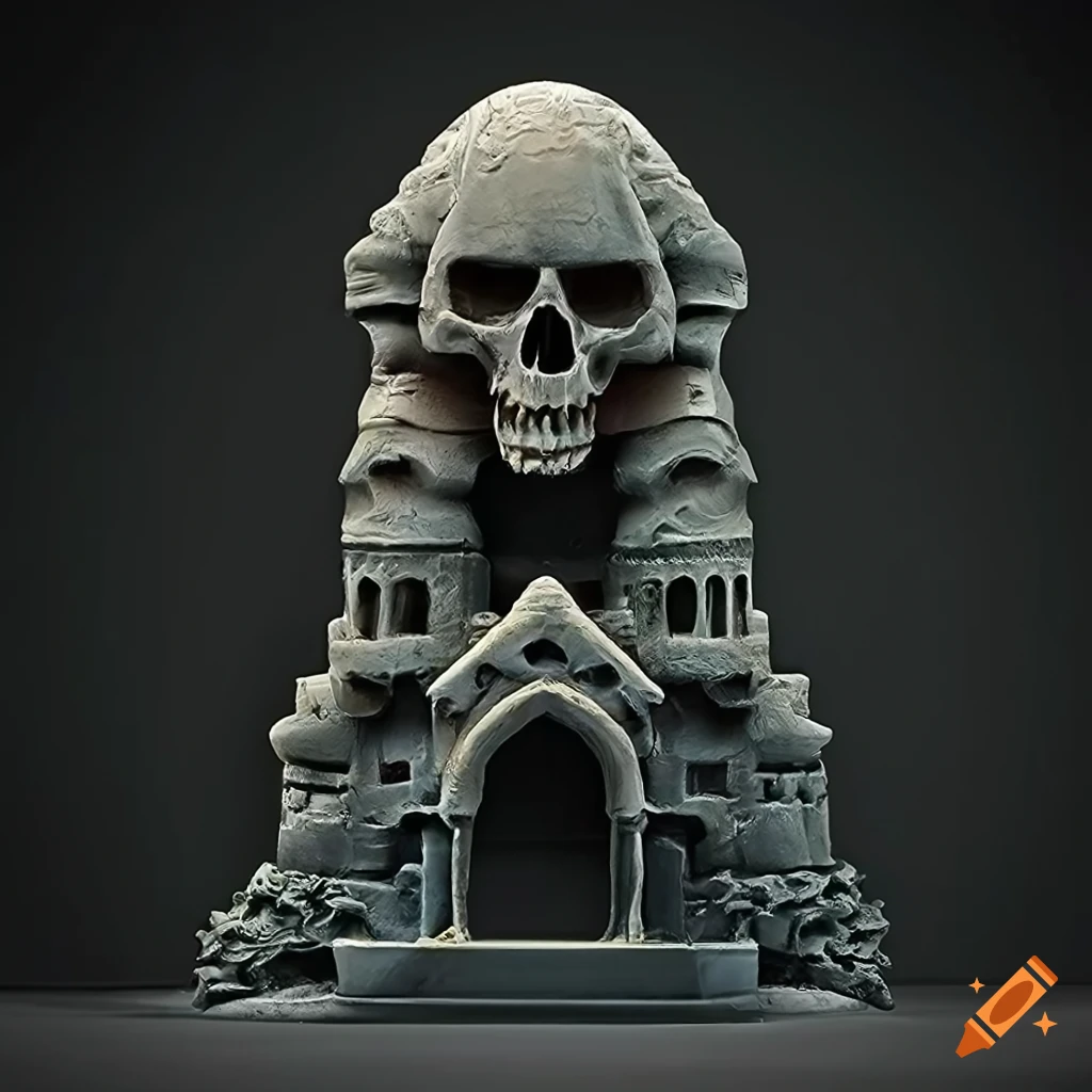 Sculpture of a skull castle from zelda boss game on Craiyon