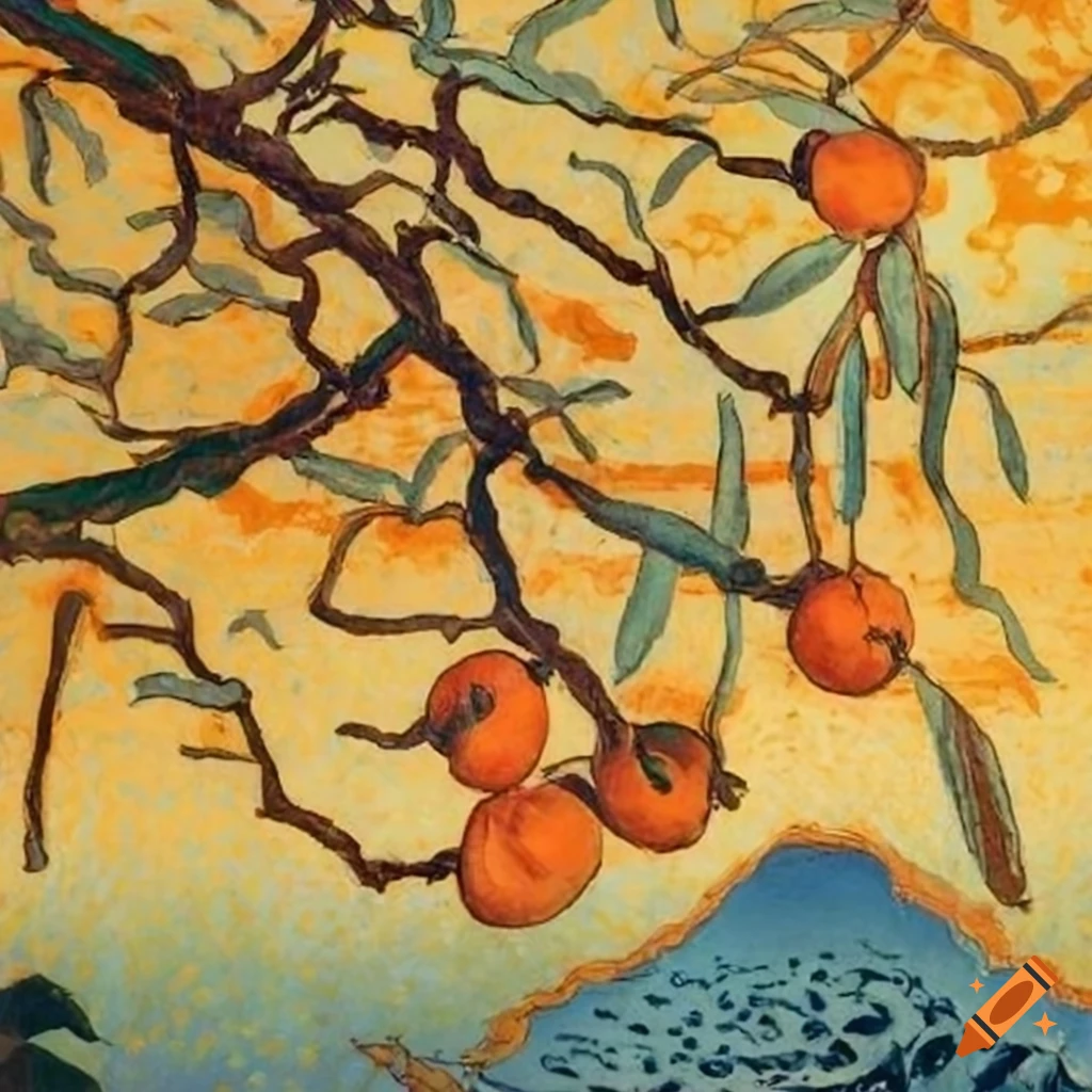 Van gogh's almond branches in bloom recreated in lino print on Craiyon