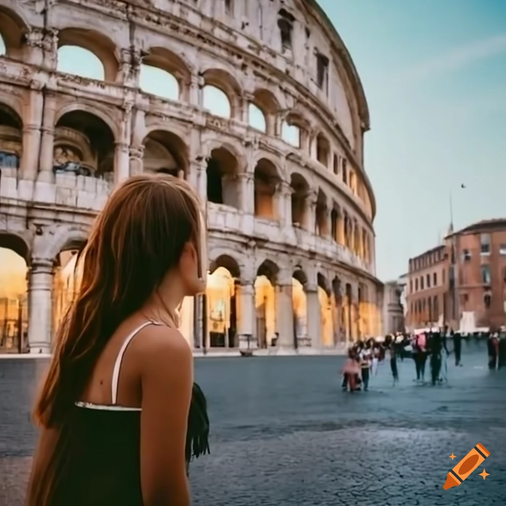 Teenage girl exploring rome
