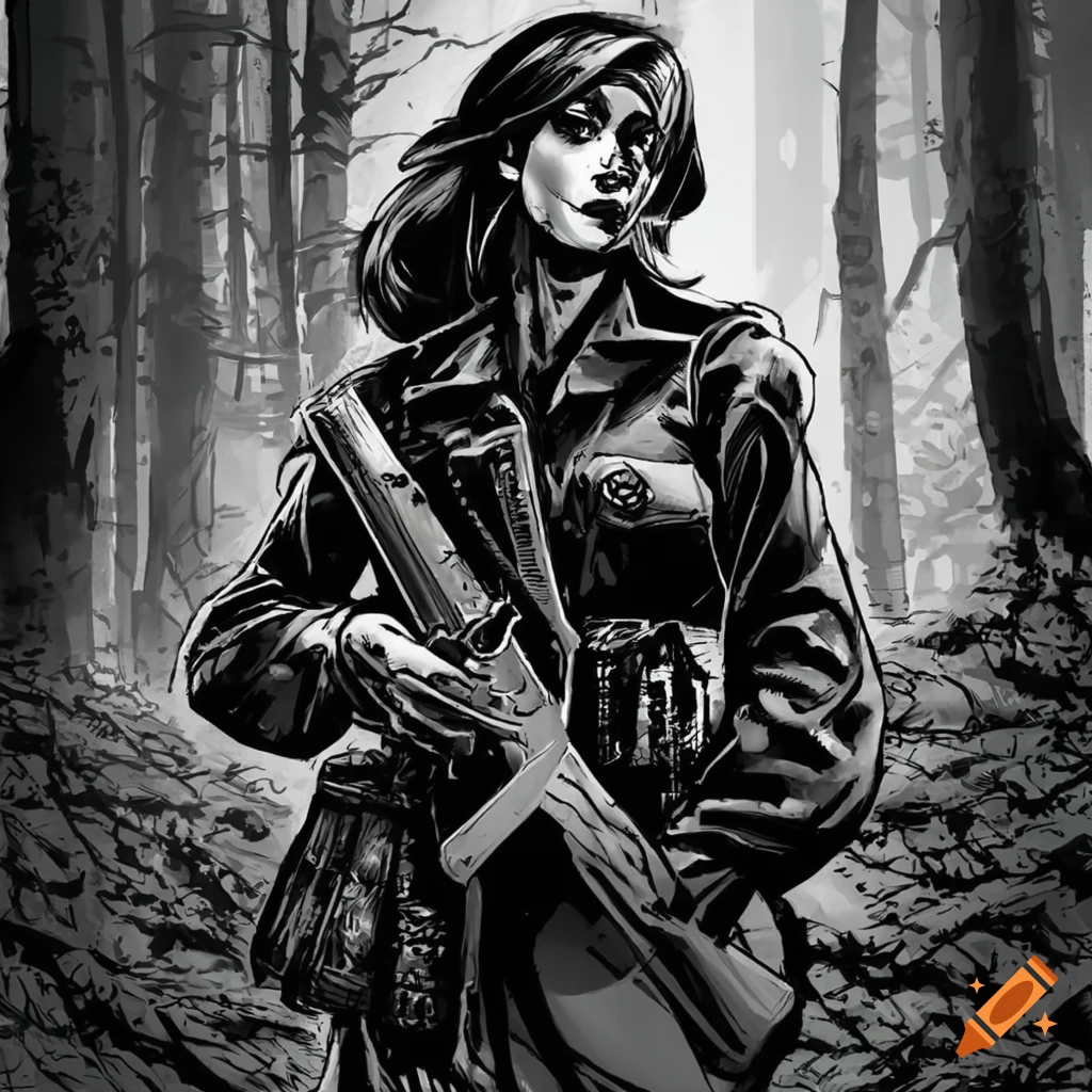 Black and white comic art of a frightened french civilian during ww2 on ...