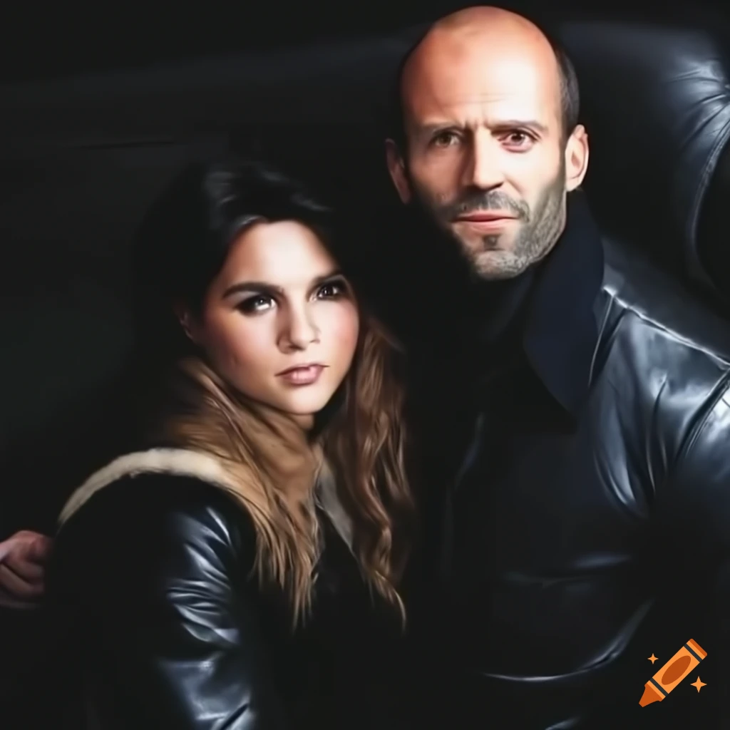 Photorealistic picture of two people hugging in black sheepskin jackets ...