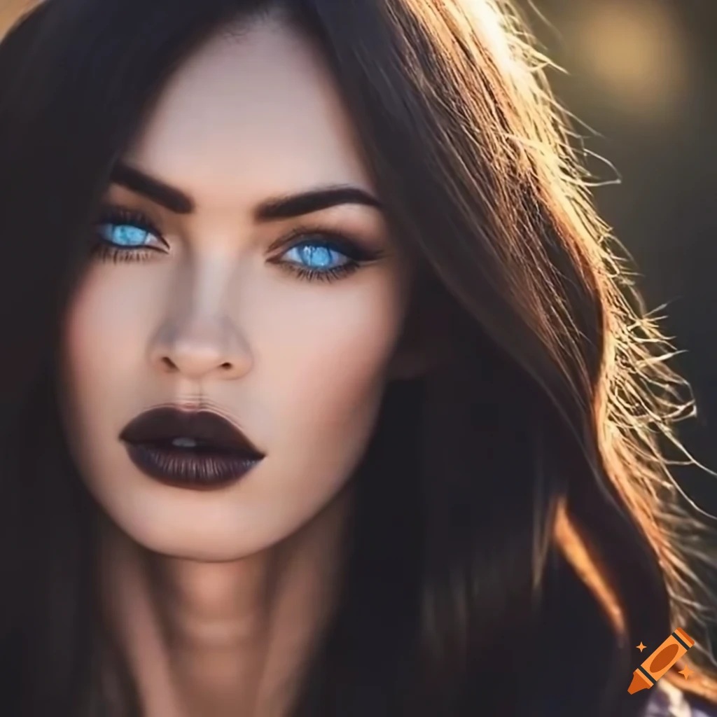 Portrait of a beautiful woman with blue catlike eyes on Craiyon