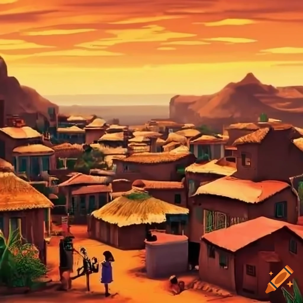 Image of diverse villages and cities across different landscapes on Craiyon