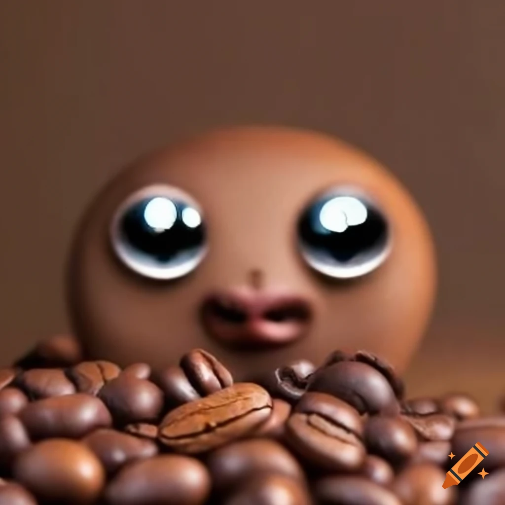 Animated coffee bean with eyes on Craiyon
