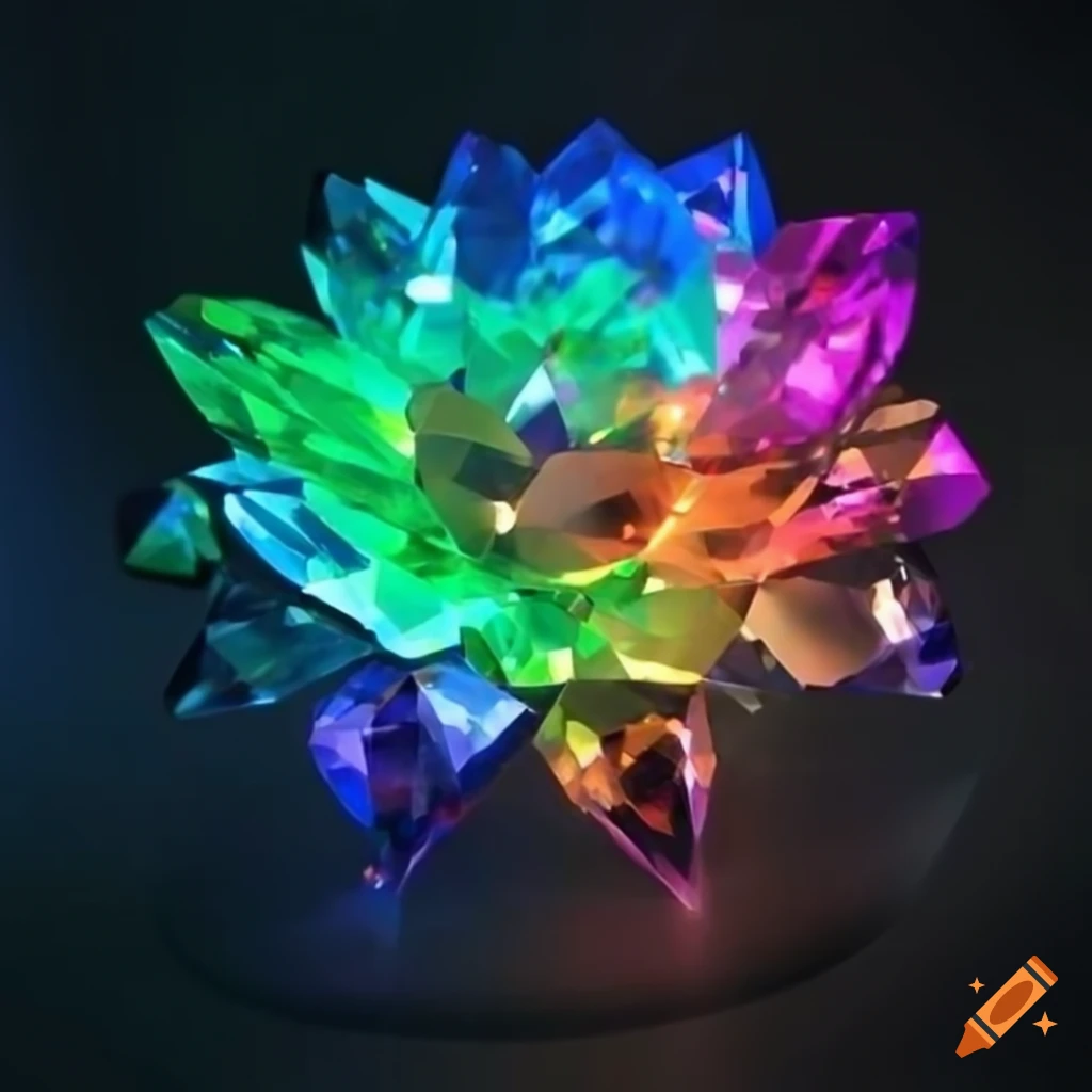 Rainbow glowing crystal flower