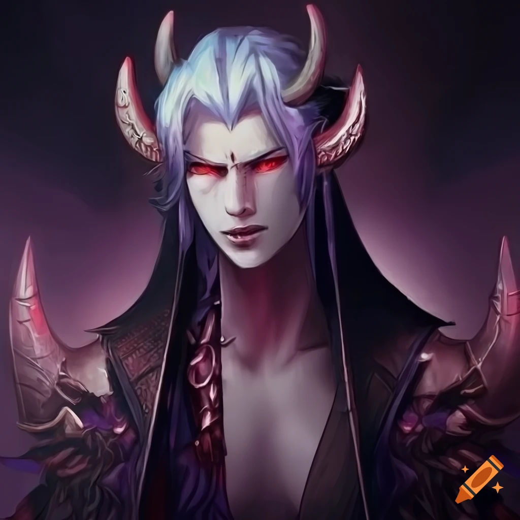 Digital art of a handsome demon in royal attire on Craiyon