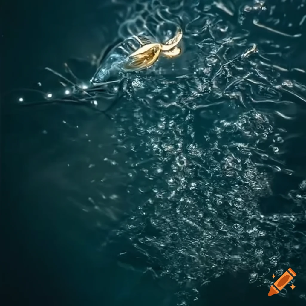 Floating golden earring in water