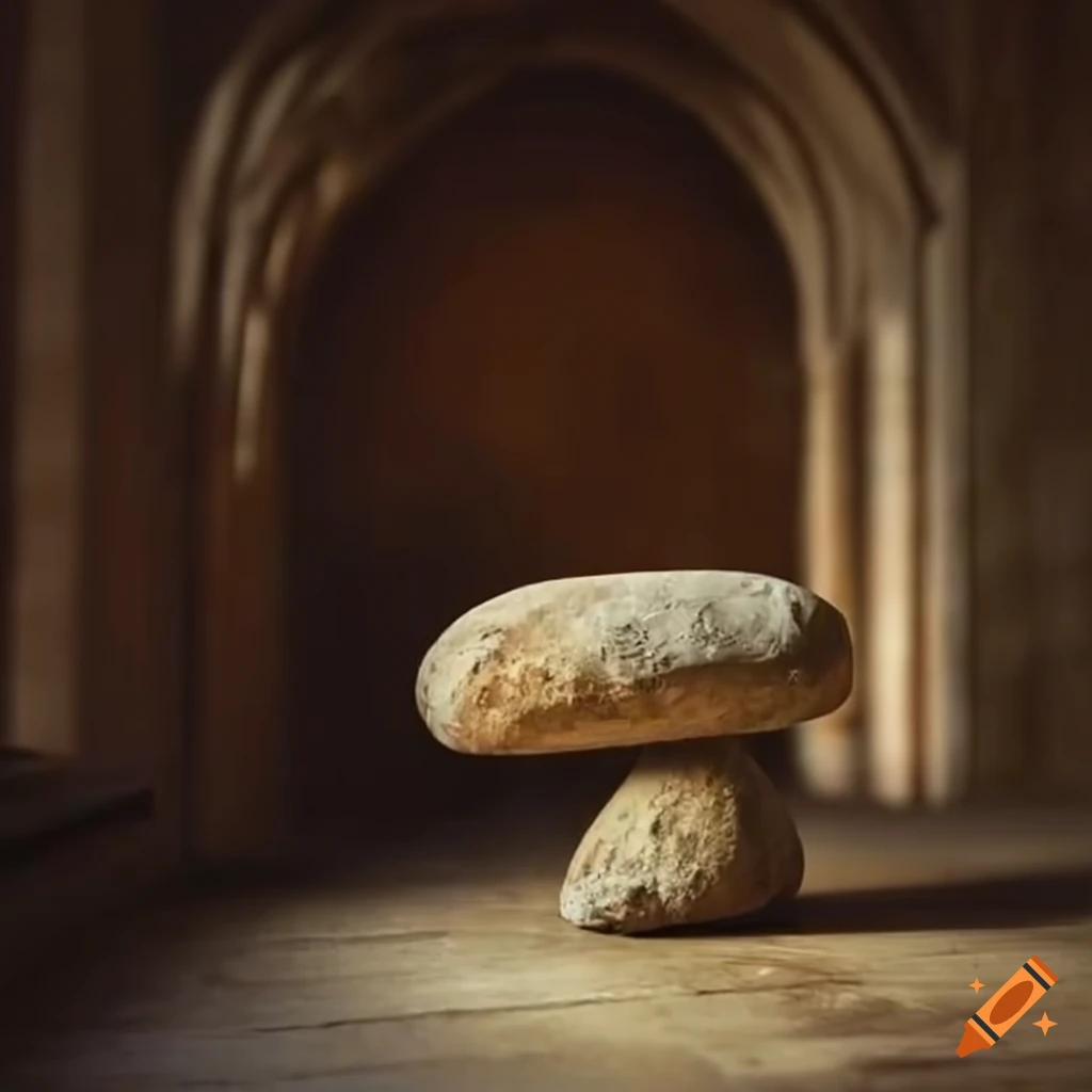 Medieval stone books on a table in a cloister on Craiyon