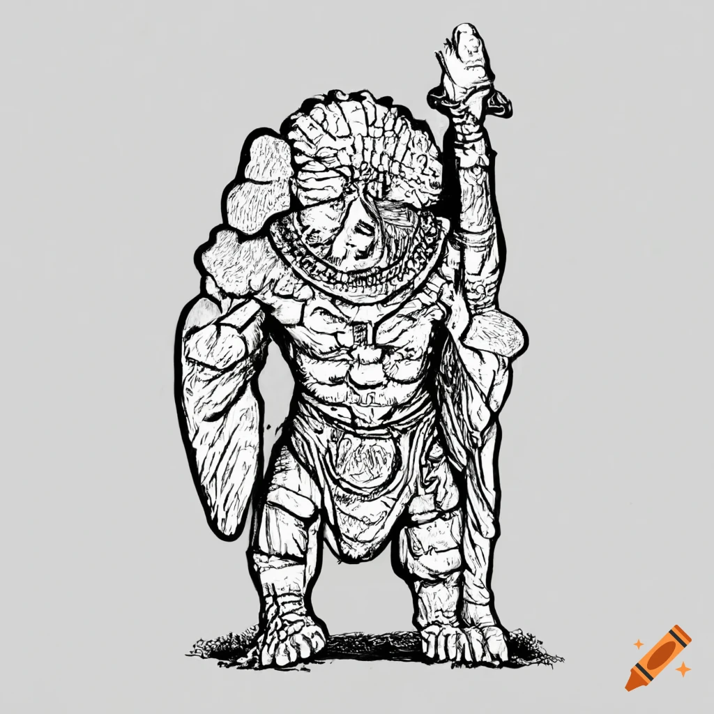 Ancient engraving of a warrior in 3D with simple colors on Craiyon