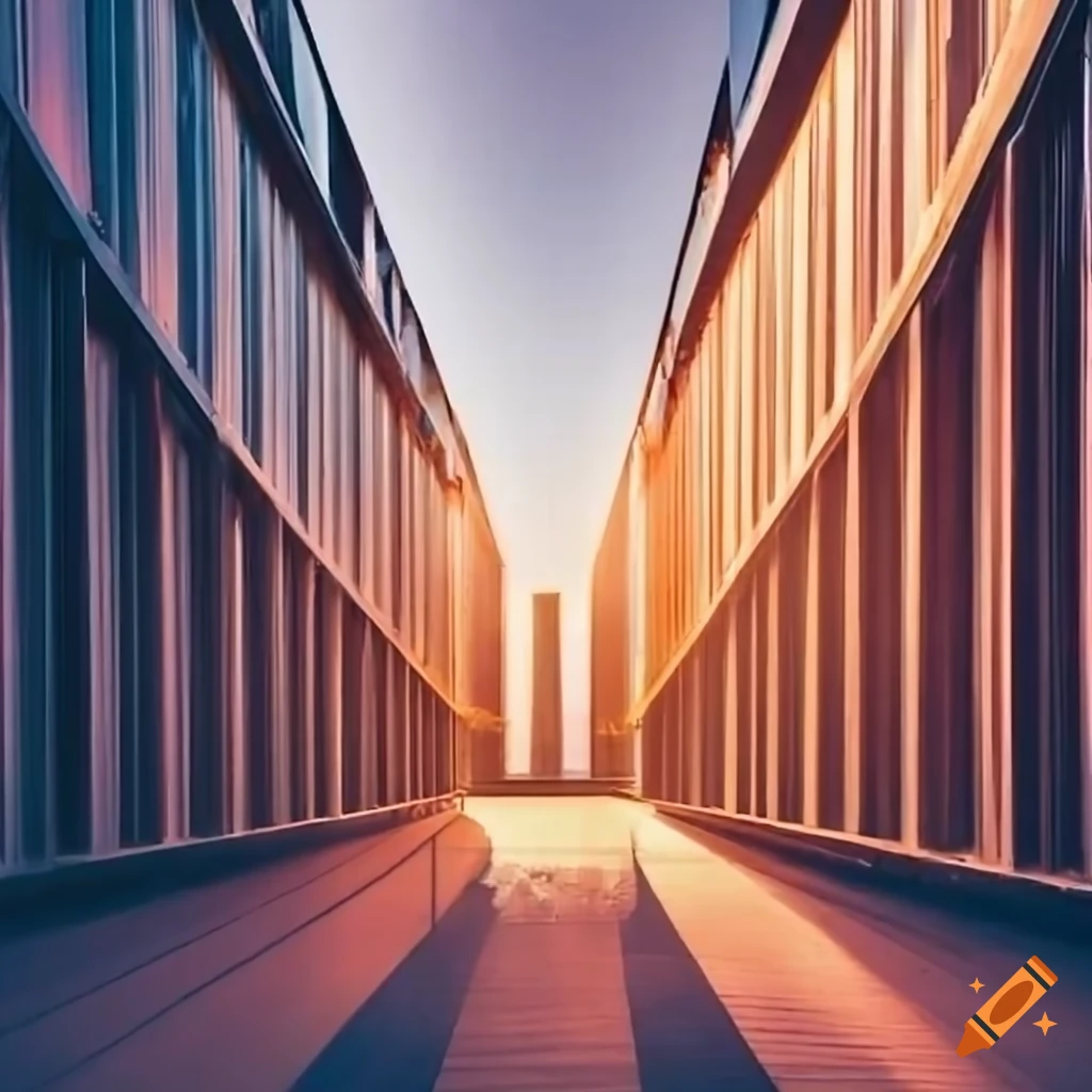 Avenue with modern wooden buildings and large windows on Craiyon