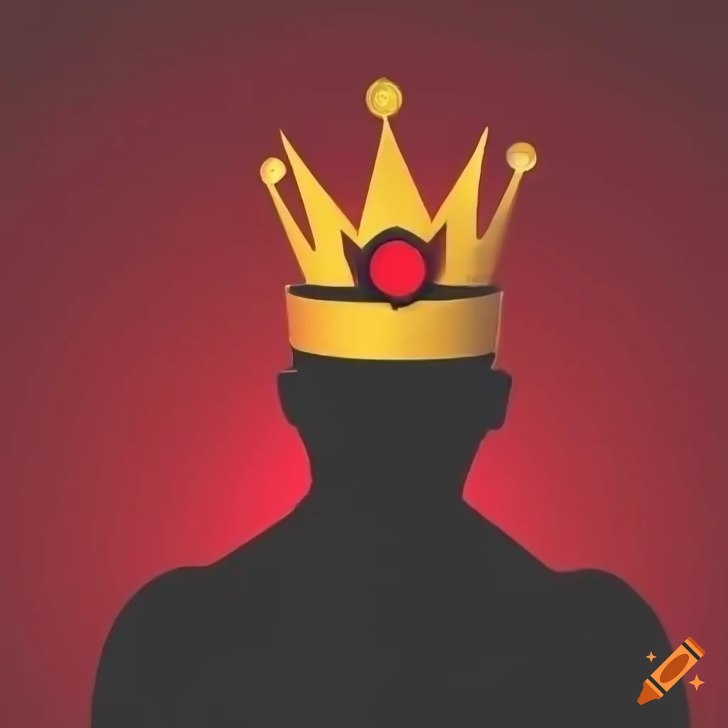 Black shadow wearing a crown on a red background on Craiyon