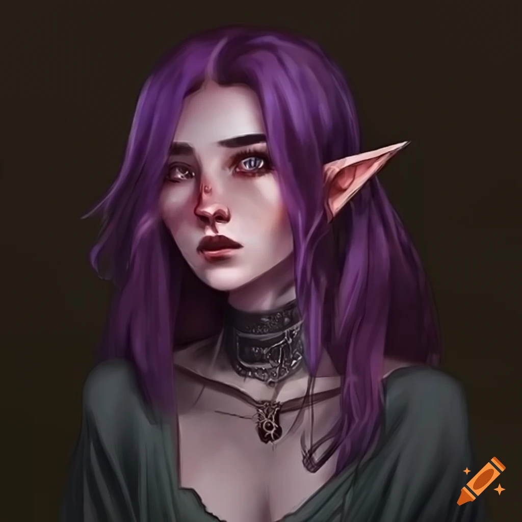 Illustration Of A Half elf Girl In Grunge Outfit On Craiyon