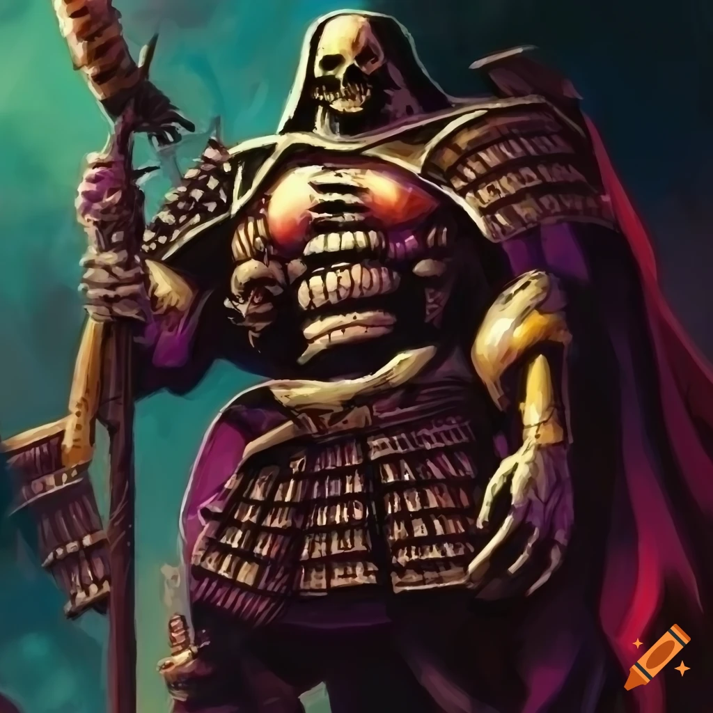 Samurai skeletor artwork in simon bisley style on Craiyon