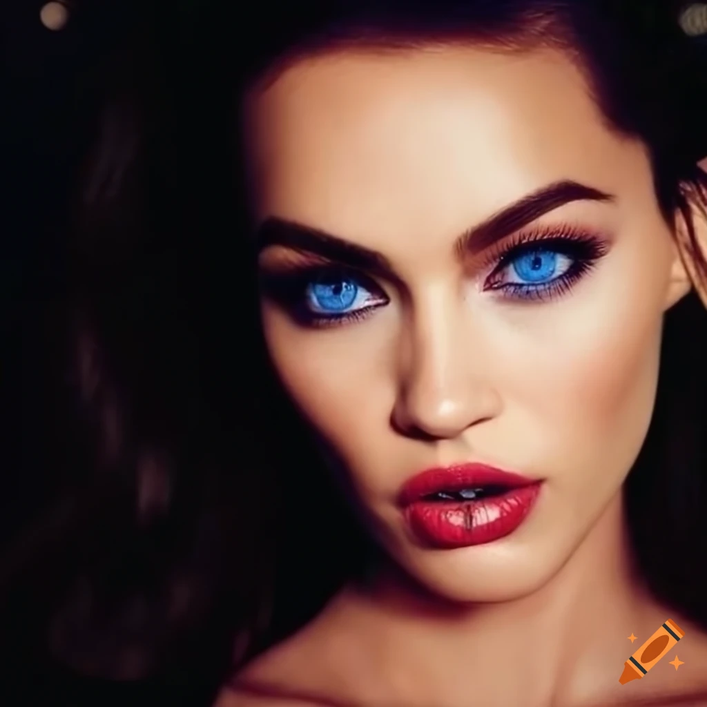 Portrait of a beautiful woman with tan skin and blue catlike eyes on Craiyon