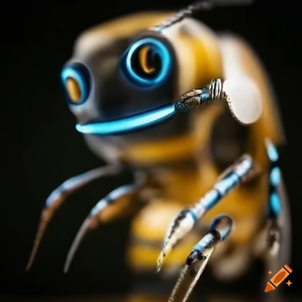 Robotic bee on a detailed circuit board on Craiyon