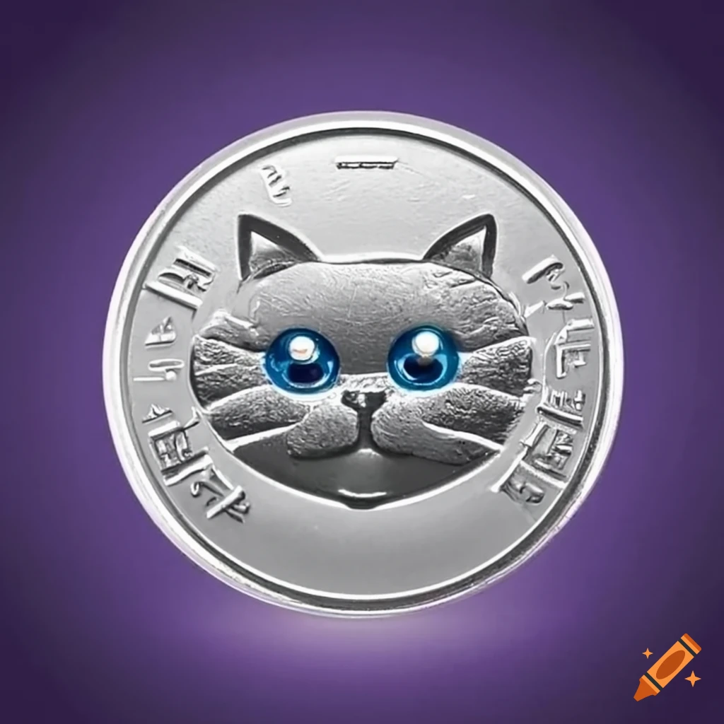 Platinum coin with a cat face