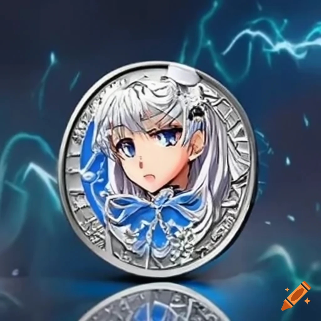 Platinum coin with anime angel design