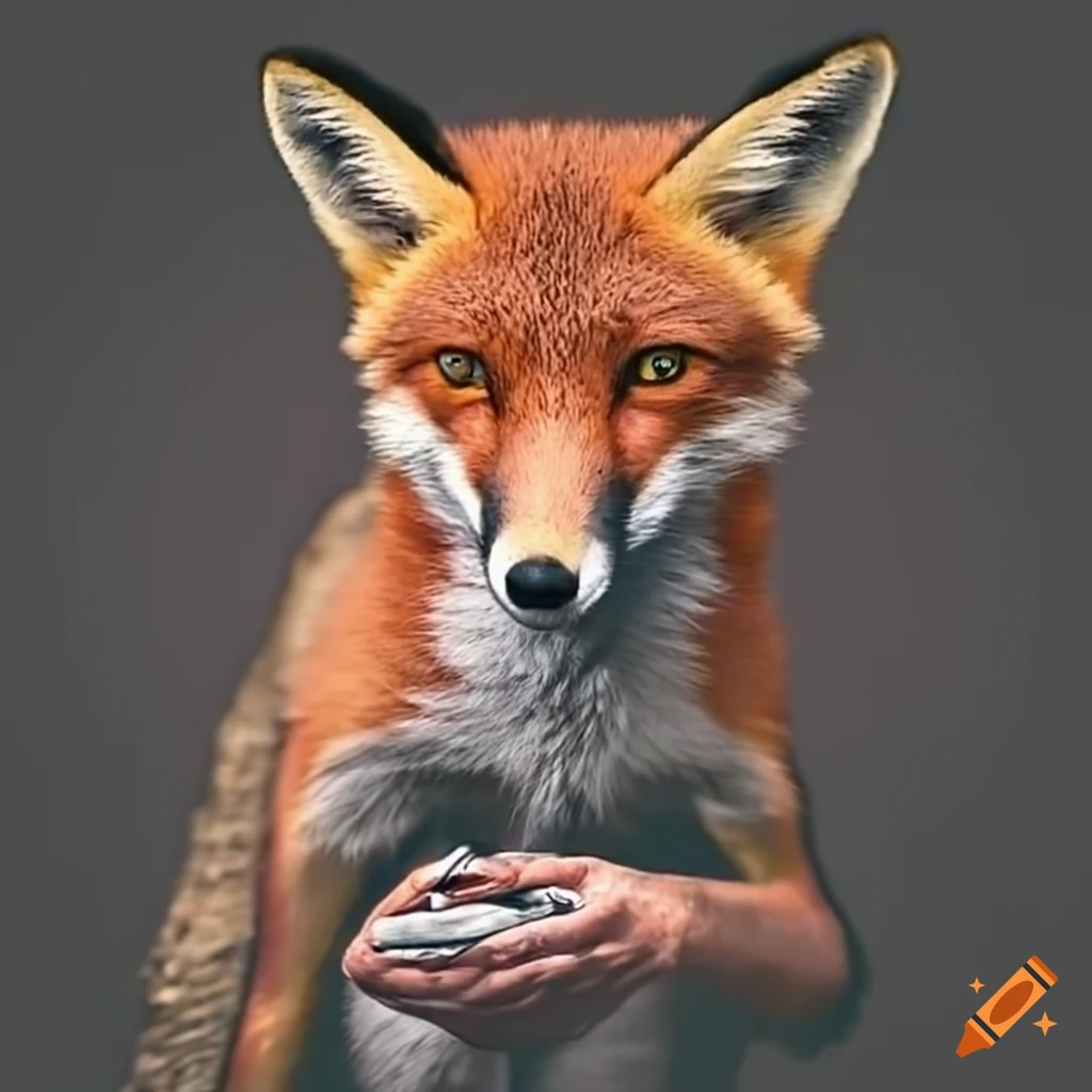 A fox holding a pen