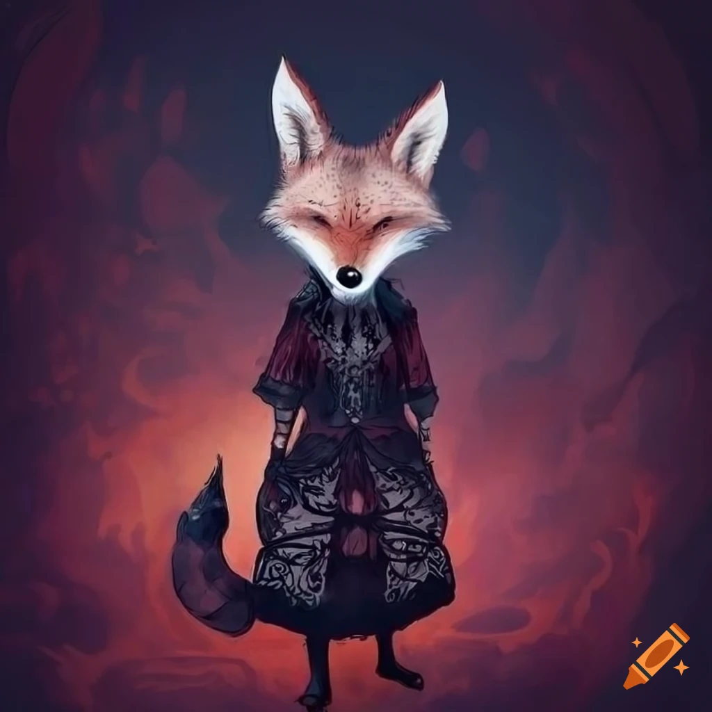 Illustration of a fox in gothic attire with mystical powers on Craiyon
