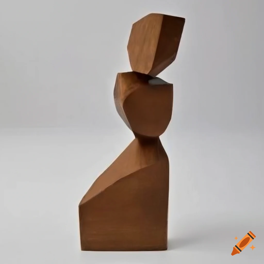 Wooden cubist sculpture of a female figure on Craiyon