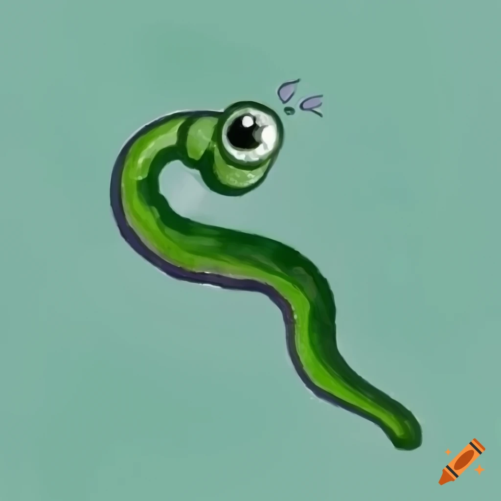 Cartoon leech with big eyes and a funny smile on Craiyon