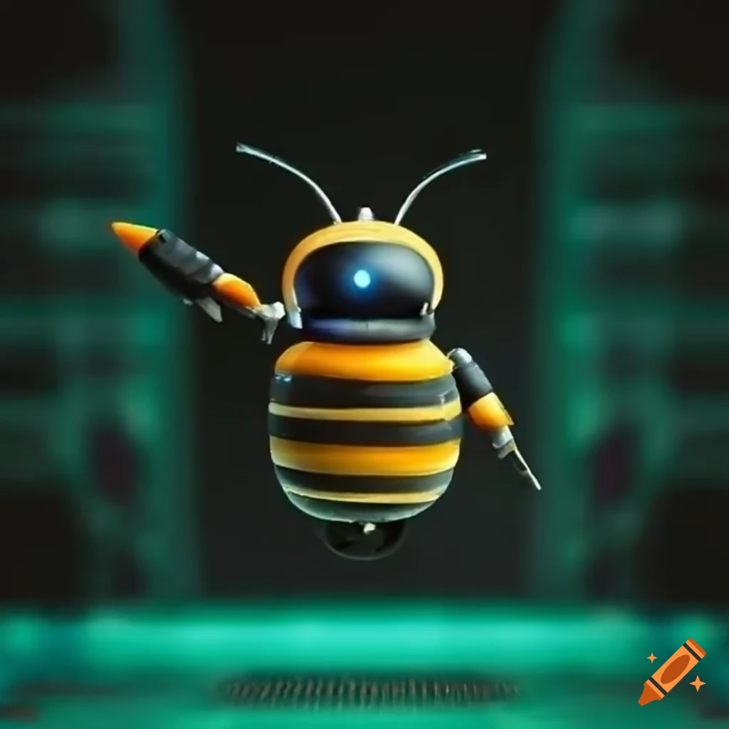 Close-up of robotic bee on circuit board on Craiyon