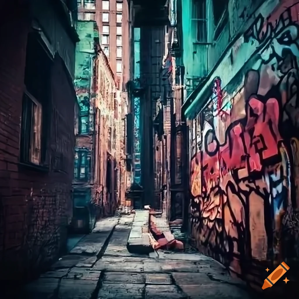 Graffiti in a new york back alleyway on Craiyon