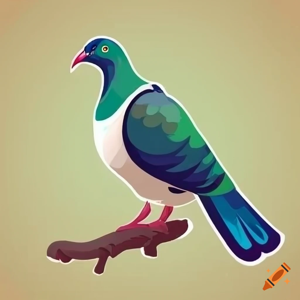 Cartoon logo of a kereru bird for a school on Craiyon